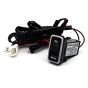 Disscool Toyota QC3.0 USB C VIGO Power Socket, 3.2A Quick Charge Car Charger USB Adapter with Blue LED Output PD for Smartphone/iPad/PDA