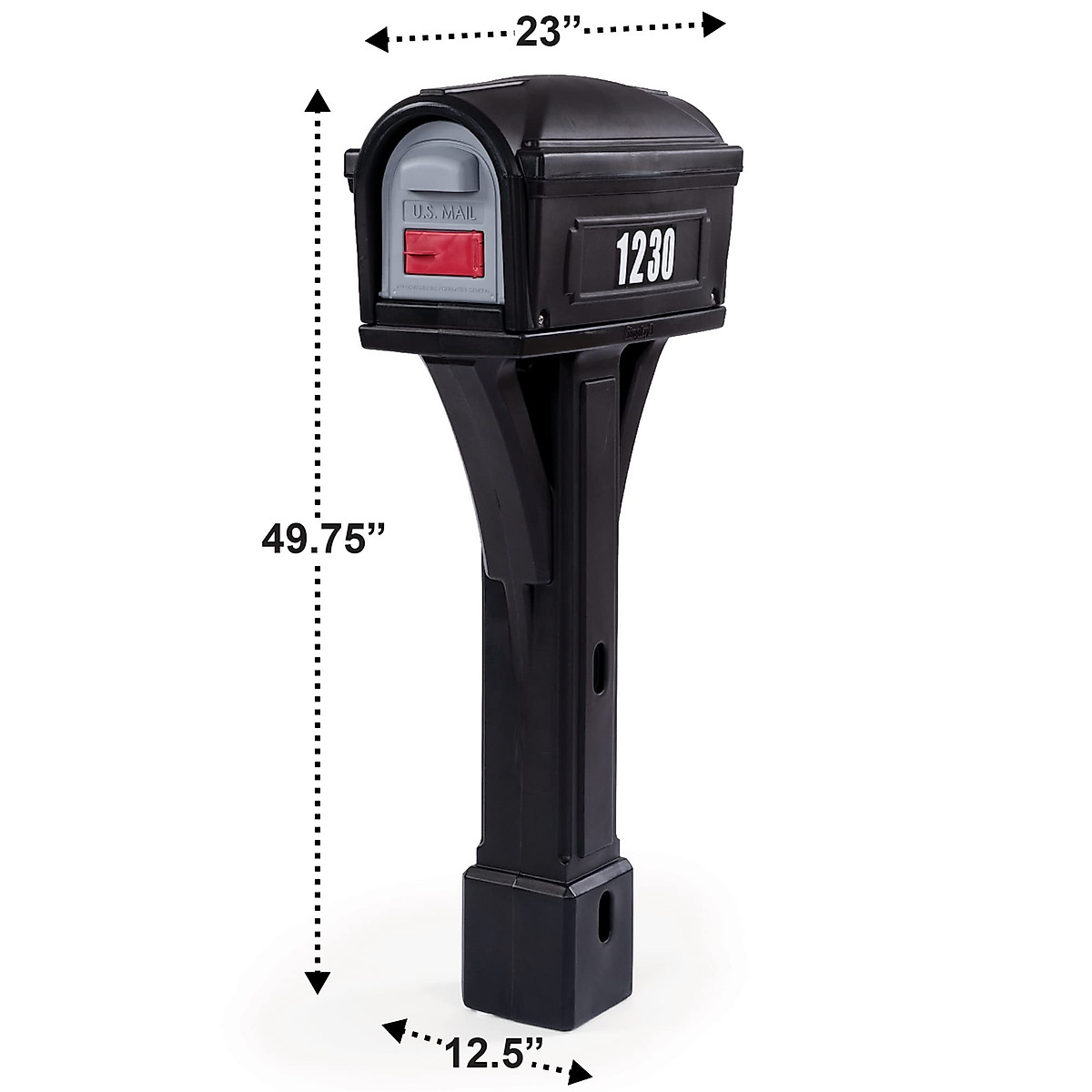 Simplay3 Classic Plastic Residential Mailbox & Post Mount Combo Kit with 2 Access Doors - Black