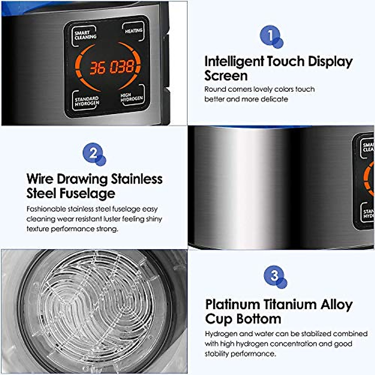 Hydrogen Rich Water Machine 2L Large Capacity Constant Temperature Heating Microelectrolysis Hydrogen Water Generator Anti Aging Antioxidant Hydrogen Water Make Health Care Cup