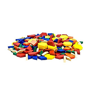 hand2mind Foam Pattern Blocks, Foam Shapes, Geometric Shapes for Kids, Pattern Play, Toddler Pattern Blocks, Shapes for Kindergarten, 3D Shapes Manipulatives, Sorting Math (Set of 250)