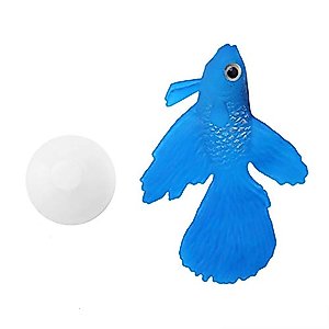 Taidda Artificial Small Fish, Silicone Fish Tank Ornament Aquarium Decoration Funny Fake Fish Decoration for Freshwater Saltwater AquariumBlue Betta Fish