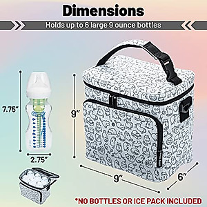 Insulated Breastmilk Cooler Bag With 3 Pockets - Waterproof Baby Bottle Cooler Bag Can Hold 6 Large 9 Ounce Bottles - The Perfect Tote Bottle Bag For Daycare, Nursing Moms, Travel - Feline Friends