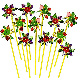 ArtCreativity Rainbow Pinwheels - Pack of 36 - Assorted Colors Wind Spinners, Yard - Garden Windmills, Whirl Pinwheels for Party Favors and Outdoor Lawn Decorations