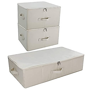 iwill CREATE PRO Underbed Storage Bin, 2pcs Storage Boxes, Zip Lidded, Washable & Folding Design, Beige