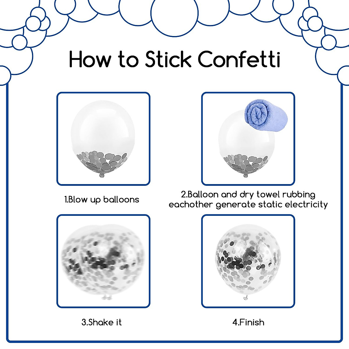 COKAOBE Black and Silver Balloons Garland Kit, 124pcs Black Metallic Silver Confetti Balloon Arch Kit for Wedding Engagements Birthday Graduation Baby Shower Celebrations Anniversary Party Decorations