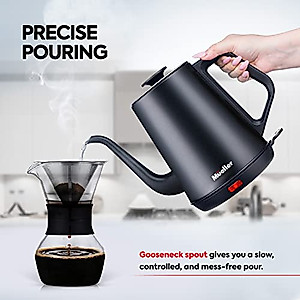 Mueller Electric Gooseneck Kettle with Pour Over Drip Coffee Maker Coffee Serving Set, Stainless Steel Coffee Servers Kettle & Tea Kettle, Matte