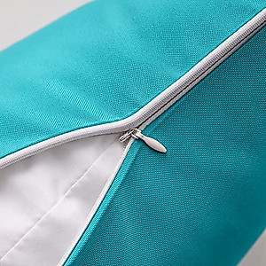 Phantoscope Pack of 2 Outdoor Waterproof Solid Throw Decorative Pillow Cover Decorative Square Outdoor Pillows Cushion Case Patio Pillows for Couch Tent Sunbrella, Teal Blue 18x18 inches 45x45 cm