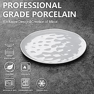 Miicol Porcelain Dessert Plate, 6.5 Inch Appetizer Plates Set of 6, Small Ceramic Serving Plates, Modern Handmade Look Collection Dinnerware, Neutral Grey