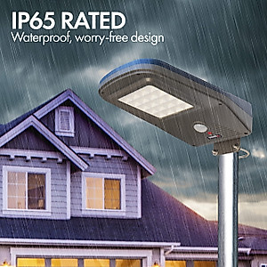 Wagan EL8591 3000 Lumen LED Solar Street Light with Remote Control Outdoor Solar Powered Flood Light Dusk to Dawn Waterproof Weatherproof Motion Sensor for Outdoor Garden Yard Path Parking Lot