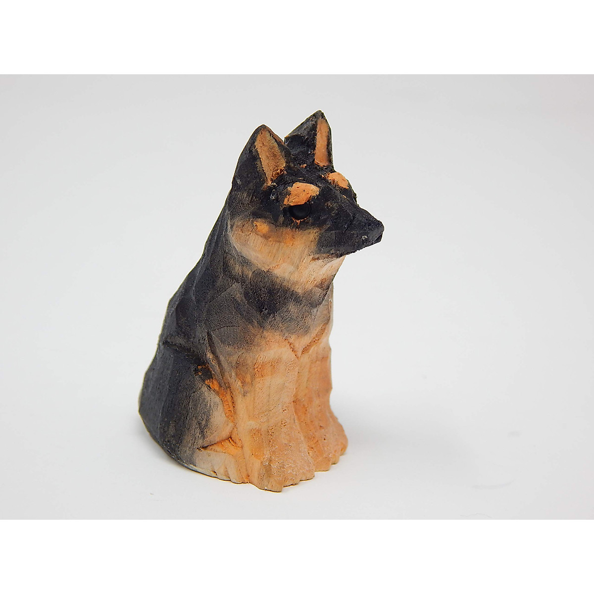 Hand Carved Wooden German Shepherd Figurine - Miniature Dog Sculpture for Home Decor, Small Animal Statue, Garden Ornament Pet Lover Enthusiast Collectible