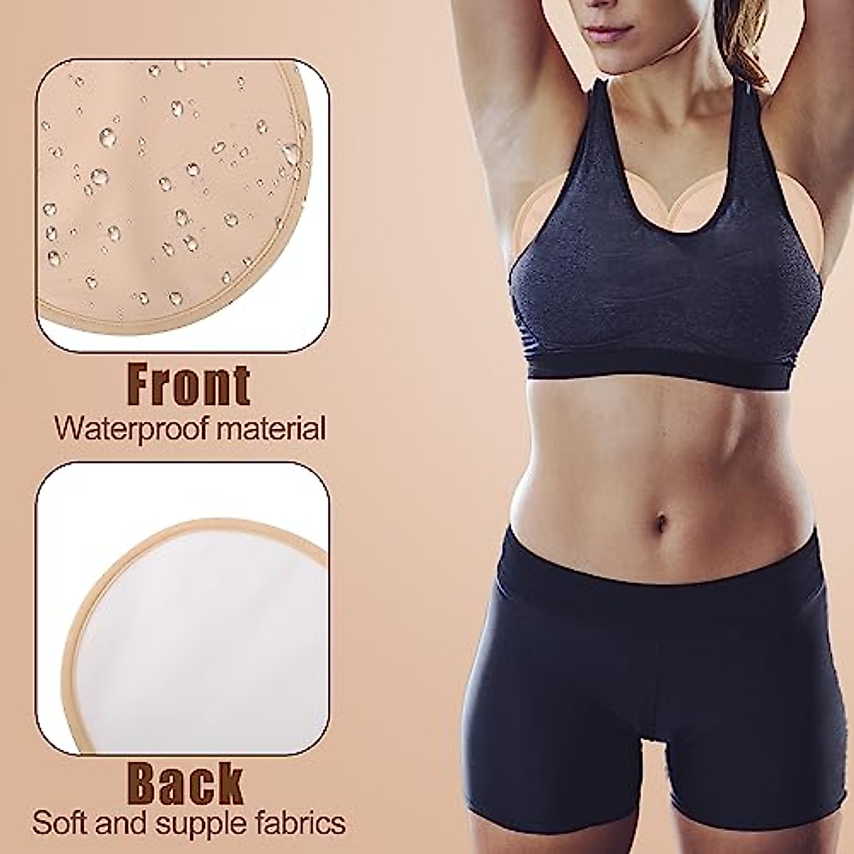 4pcs Castor Oil Breast Pads, Reusable Castor Oil Pack Wrap for Breast Washable Castor Oil Nursing Pads for Relaxing Prevent Leakage Castor Oil Not Included (Khaki, White)