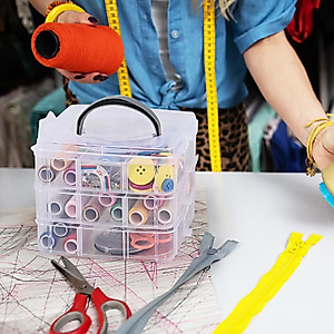 Bringer 3-Tier Small Clear Stackable Storage Container Box with Dividers-18 Compartments, Plastic Craft Storage Organizer Box, 2-Pack