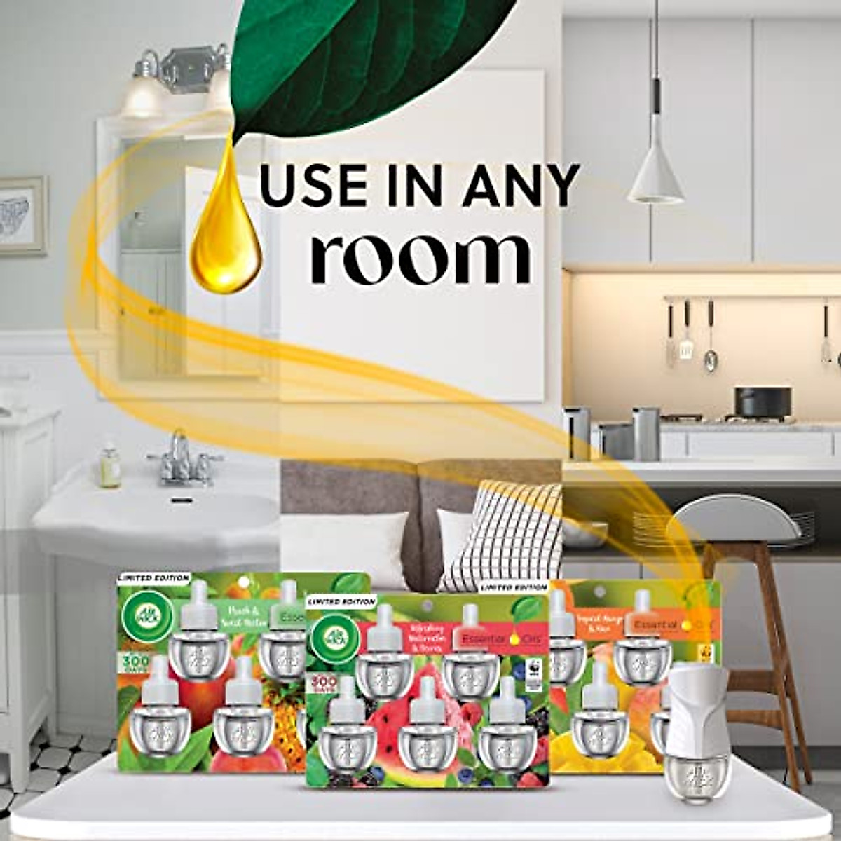 Air Wick Plug in Scented Oil Refill, 7 ct, Peach & Sweet Nectar, Air Freshener, Essential Oils