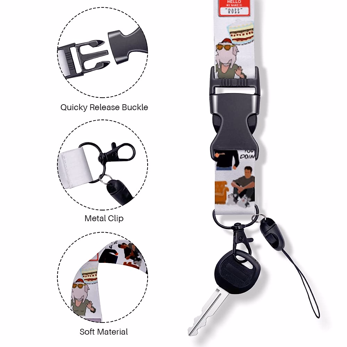 Id Badge Holder with Lanyard Retractable Badge Reel Funny TV Show Merchandise Fans Merch Friendship Gifts Stuff Lanyards for Id Badges Vertical Id Protector Badge Clip for Friends Nurse Doctor Teacher