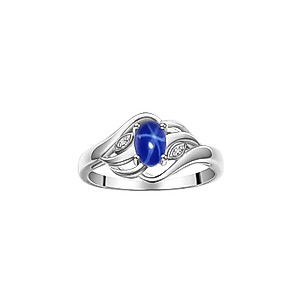 Rylos Simply Elegant Beautiful Blue Star Sapphire & Diamond Ring - September Birthstone* Size 6