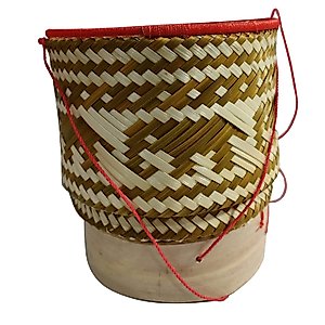 Heavens Tvcz Bamboo Sticky Laos Rice Serving Basket Elephant Handmade ''KRA-Tip'' Thai Weave Wickerwork with Vegetable Based Dye Serving Travel Picnic Keeping Sticky After Steaming Keep Sticky Warm