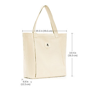 Moyaqi Canvas Tote Bag with Yoga Mat Carrier Pocket Carryall Shoulder Bag for Office, Workout, Pilates, Travel, Beach and Gym