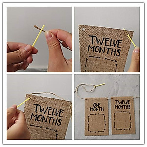 Burlap 1st Birthday Baby Photo Banner ,Newborn Baby Monthly Milestone Photograph Bunting Garland for Baby Shower First Birthday Party Decoration