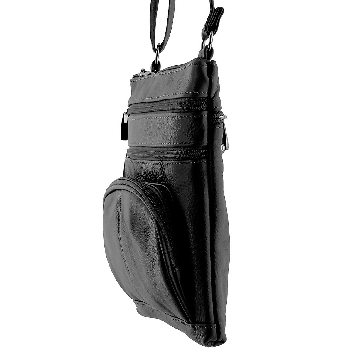 SILVERFEVER Genuine Leather Organizer Handbag Cross Body - Shoulder Travel Bag (Red)