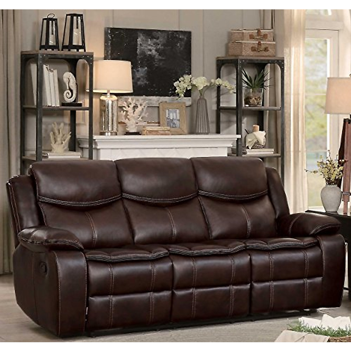 Homelegance Bastrop Double Reclining Sofa (Manual), Brown