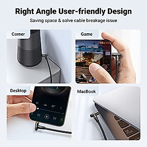 UGREEN Headphone Extension Cable with MIC 4 Pole 3.5mm Extension TRRS Jack Stereo Extender Cord Right Angled Compatible with Gaming Headset Earphone, Switch Lite PS4, TV PC Car, Speaker, 6FT