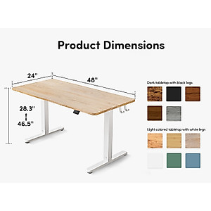 FEZIBO Electric Standing Desk, 48 x 24 Inches Height Adjustable Stand up Desk, Sit Stand Home Office Desk, Computer Desk, Maple