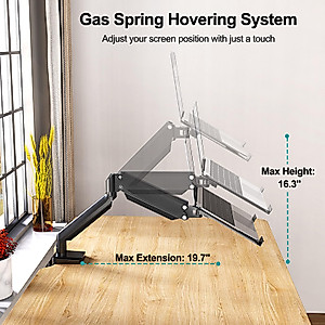 MOUNT PRO Laptop Stand Desk Mount, 2 in 1 Function Monitor Laptop Mount, Aluminum Laptop Arm Fits Max 17" Notebook and 32" Computer Screen, Single Monitor Mount with Laptop Tray, Holds up to 17.6lbs