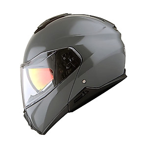 Martian Motorcycle Modular Full Face Helmet Flip up Dual Visor Sun Shield: HG362 Cement Grey