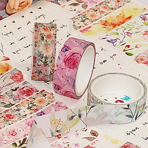 YUBBAEX 10 Rolls Spring Flowers Washi Tape Set Masking Decorative Tapes (Warm Tone)