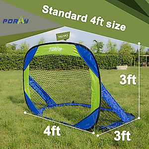 Porayhut Pop up Soccer Goals Net,Portable Soccer Nets for Kids for Backyard,Set of 2 with Ball &Pump, Easy Assembly Soccer Goals with Compact Carrying Bag and 8 Steel Stakes,Gift for Kids