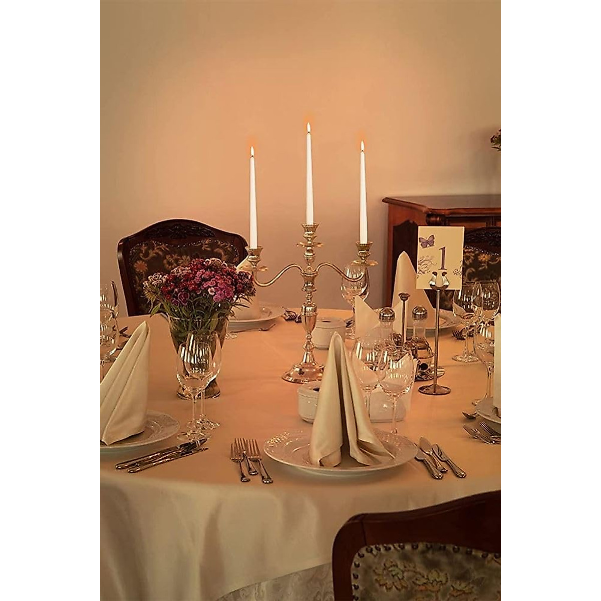 HAVLULAND Taper Candles 12 Pack, Dripless Taper Candle, Premium Classic Unscented, 10 Inch Dinner Candles Set, Long Burning Time 10 Hrs, Paraffin Wax, Ideal for Church, & Home Decor (Ivory, 12 Count)