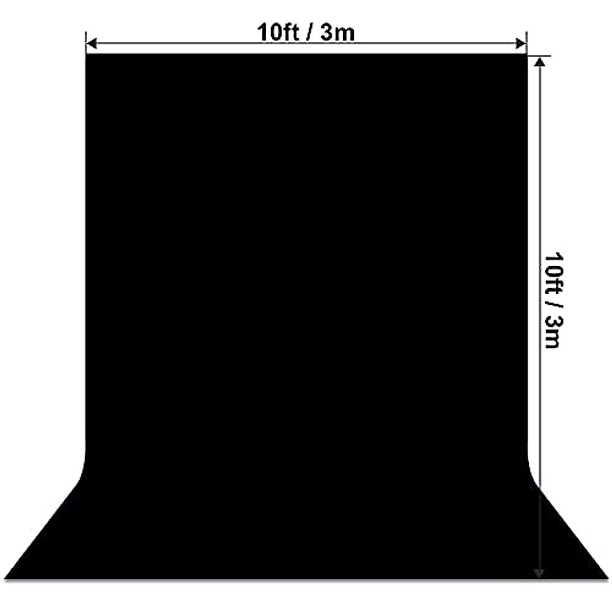 Lidlife 10 x 10 ft Black Backdrop, Black Photo Backdrop Curtain Background Screen Polyester Fabric Chromakey for Photography, Wrinkle-Resistant Black Backdrop Background with 4 Backdrop Clip for Video