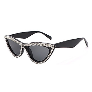 FUPRECIOUS Cat eye sunglasses Cute Trendy for Women Bling Fun Rhinestone Crystal Sun Sades