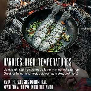 SKOTTSBERG Lightweight Cast Iron Frying Pan, Pre-Seasoned (11.0" wide) – 50% Lighter Than Traditional Cast Iron