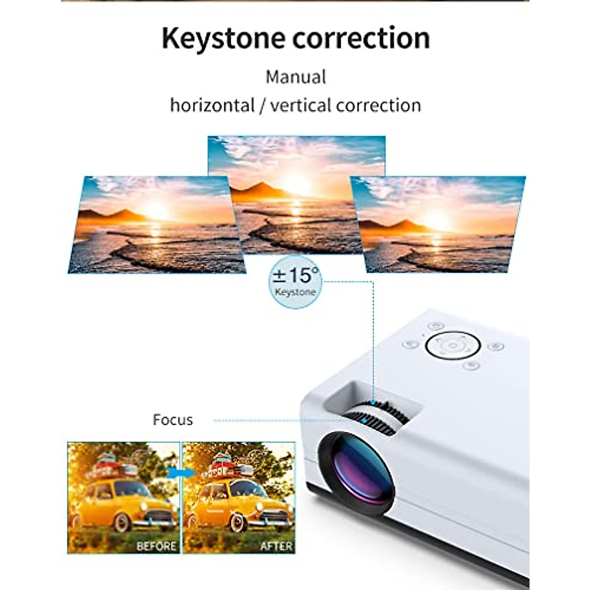 【2022 New】 Ultra HD 4K Projector Android 9.0 LED WiFi Wireless Mirroring for Phone 1080p LCD Support 4K 3D Video Movie Intelligent Projector Portable Home Theater