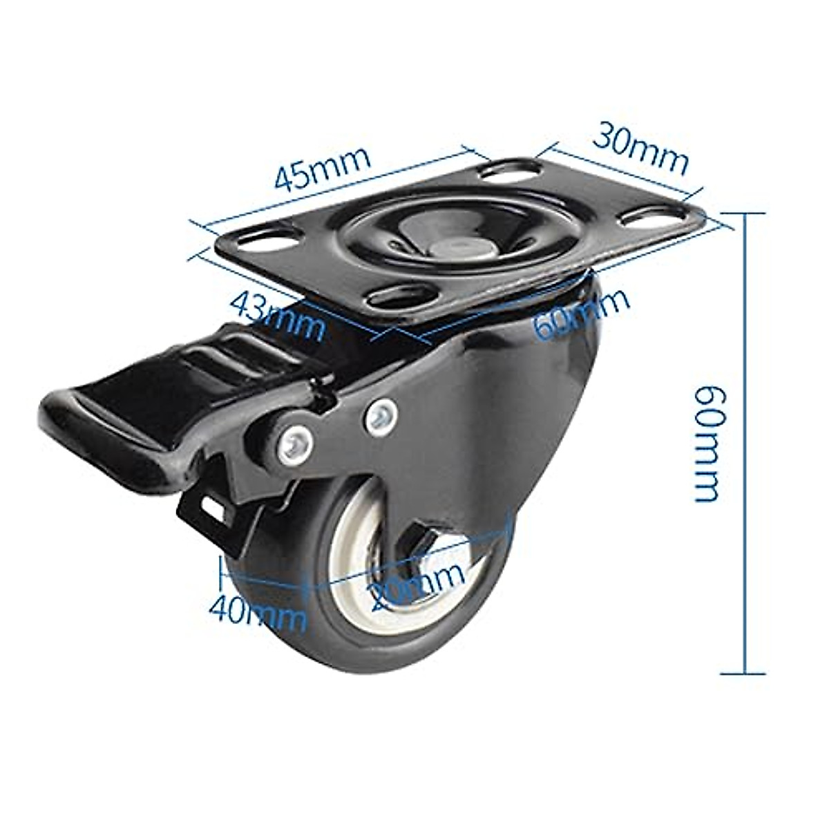 , 1.5″ Silent Swivel, 2″ with Brakes, PVC Caster Kit, for Trolley, 4pcs (Color : Fixed, Size : 1.5inch)