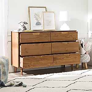 Home Accent Furnishings Transitional Farmhouse Framed 6-Drawer Dresser with Cup Handles - Caramel