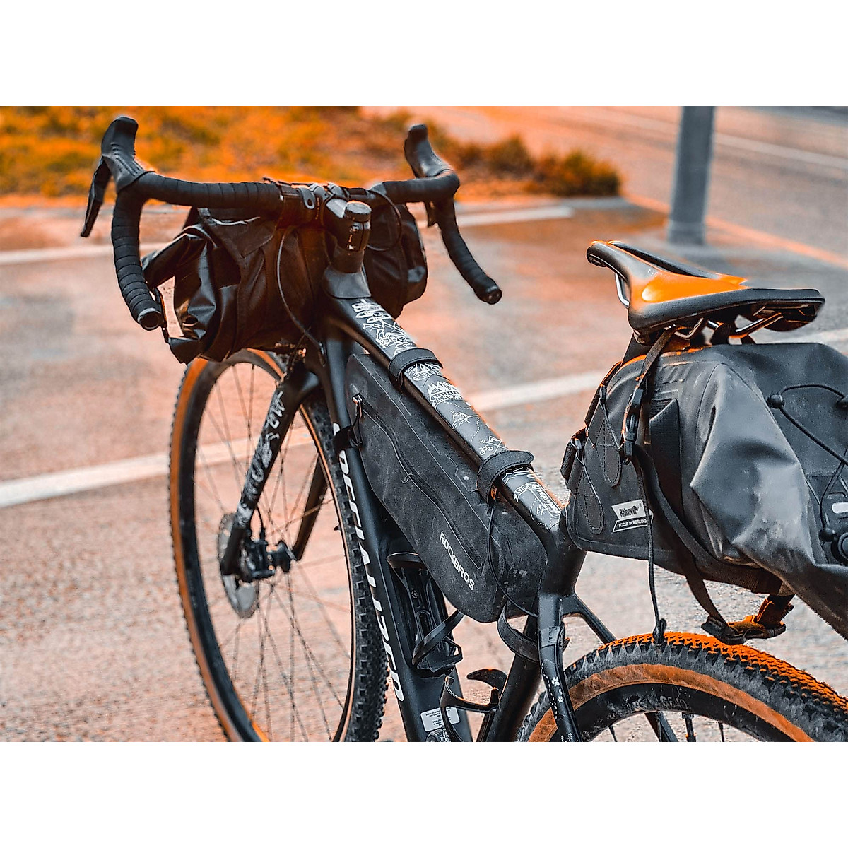 All Mountain Style Honeycomb High Impact Frame Guard Road/Gravel - Clear Bike Frame Protector Supports Universal Fitting - Helps Protect Your Bike from Scratches, Chips and Dings (Bikepacking White)