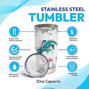 Hyturtle Personalized Gifts For Dolphin Lover - Just A Girl Who Loves Dolphins Custom Name Stainless Steel Tumbler 20oz With Lid - Idea Ocean Animal Lover Gifts For Women Girl On Birthday, Christmas