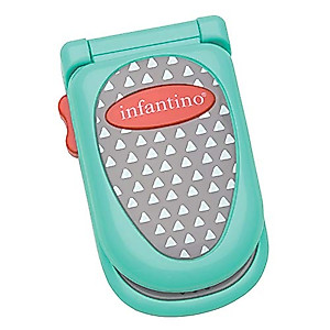 Infantino Flip and Peek Fun Phone: Bilingual with 3 English & 3 Spanish Phrases, Sounds Effects for Engagement, Peek a Boo Mirror Inside, 2 Colors, Ages 3 Months +, Teal, 1 Count (Pack of 1)