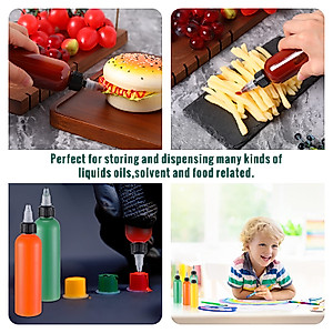 Irenare 100 Pcs 4 oz Plastic Squeeze Bottles Bulk Boston Dispensing Empty Hair Oil Bottles with 20/410 Twist Top Cap for Essential Oils, Hair Applicator, Liquids, Condiment Dispenser