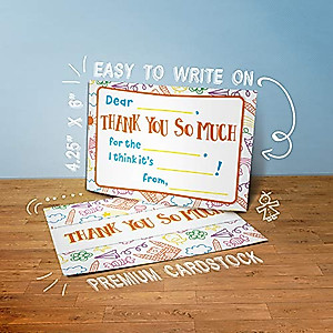 Drake Mason Kids Thank You Cards, 25 Fill in The Blank Thank You Cards for Kids, Children, Toddlers, Boys & Girls - Thank You Notes with Envelopes