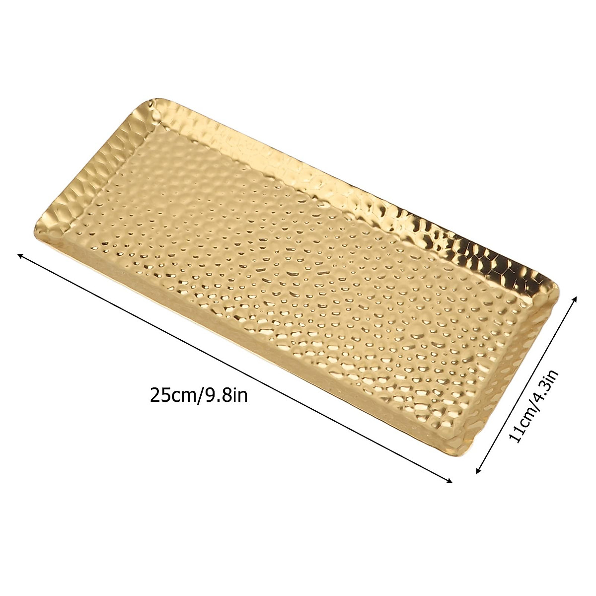 Fdit 25x11cm Towel Hammering Trays,Stainless Steel Multipurpose Dishwasher Safe Dessert Tray That Suitable for Family Restaurant Use (Gold)