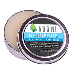 Aromi Solid Cologne | Sweet, Vanilla, Musk Fragrance, Vegan and Cruelty-free Scent, Portable, Travel, Small Gift, Men's Stocking Stuffer, Alcohol-free (Handsome)
