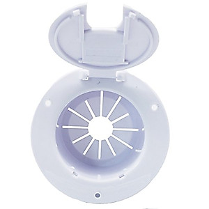 X-Haibei RV Cable Hatch, Round Trailer Camper Electric Power Cord Cable Hatch Cover for 30/50 Amp Cord, Fits 3-3/8 inch Dia. Hole, White Flip Up Cover
