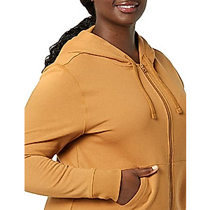 Amazon Essentials Women's French Terry Fleece Full-Zip Hoodie (Available in Plus Size), Dark Camel, Medium