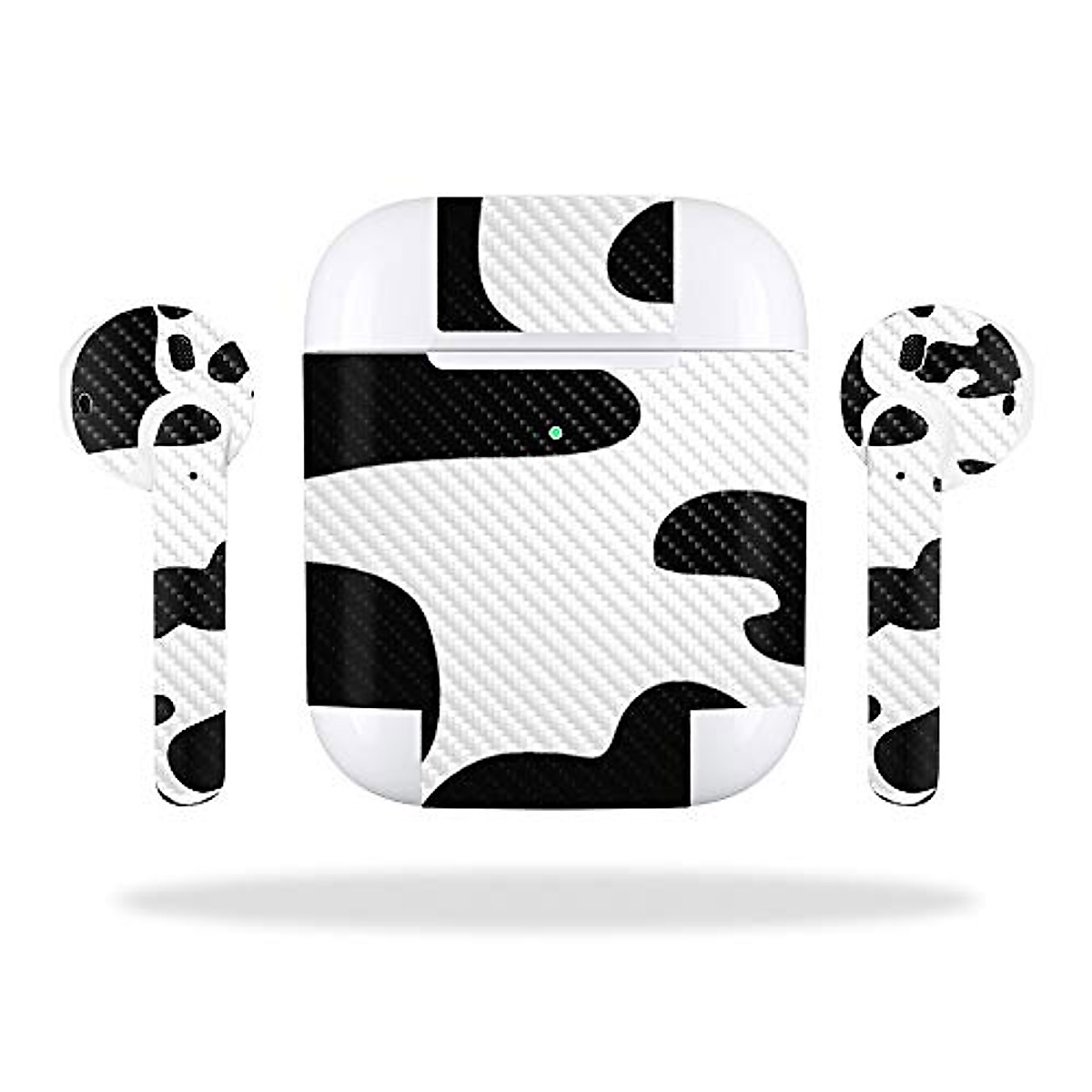 MightySkins Carbon Fiber Skin for Apple AirPods 2 (2019) - Cow Print | Protective, Durable Textured Carbon Fiber Finish | Easy to Apply, Remove, and Change Styles | Made in The USA