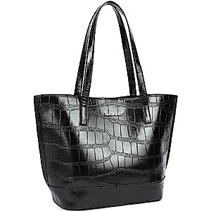 Montana West Tote Bag for Women Crocodile Pattern Handbag Elegant Shoulder Bag Chic Hobo Purses MWC-069BK