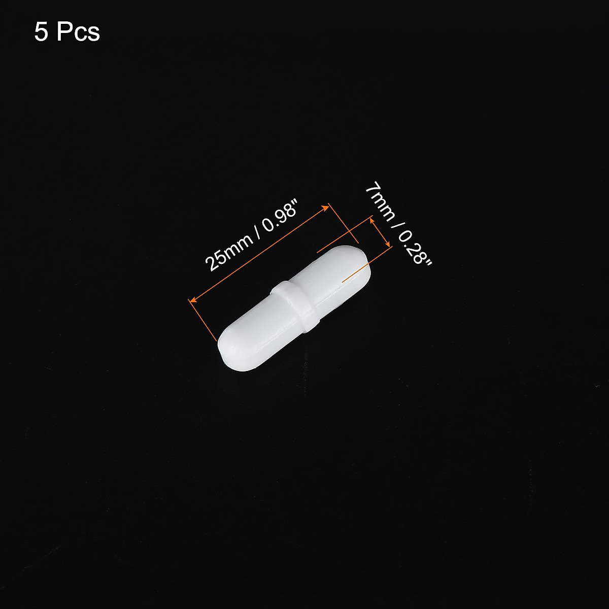 MECCANIXITY Magnetic Stirrer Mixer Stir Bar Rod 25mm(1") x7mm with Ring Shape PTFE Coating Magnet White for Laboratory 5Pcs