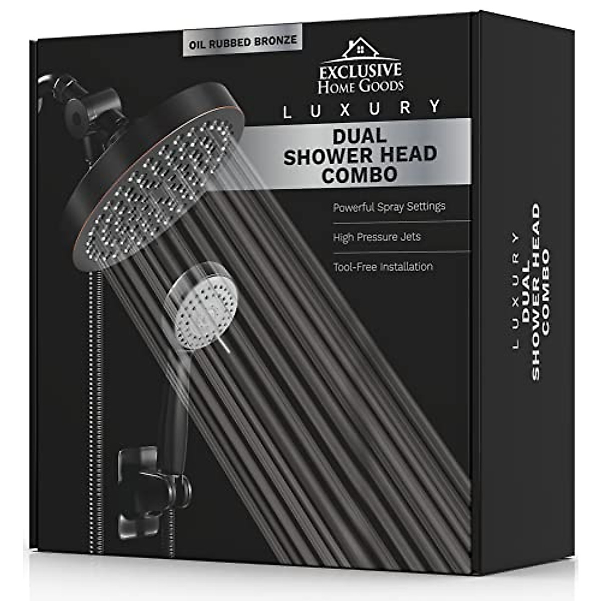 Shower Head With Handheld Combo, 6 Inch High Pressure Rainfall Showerhead With Hand Held 70 Inch Hose for Bath - Adjustable Swivel Shower Head Spray Anti-leak Nozzles - Universal Fit